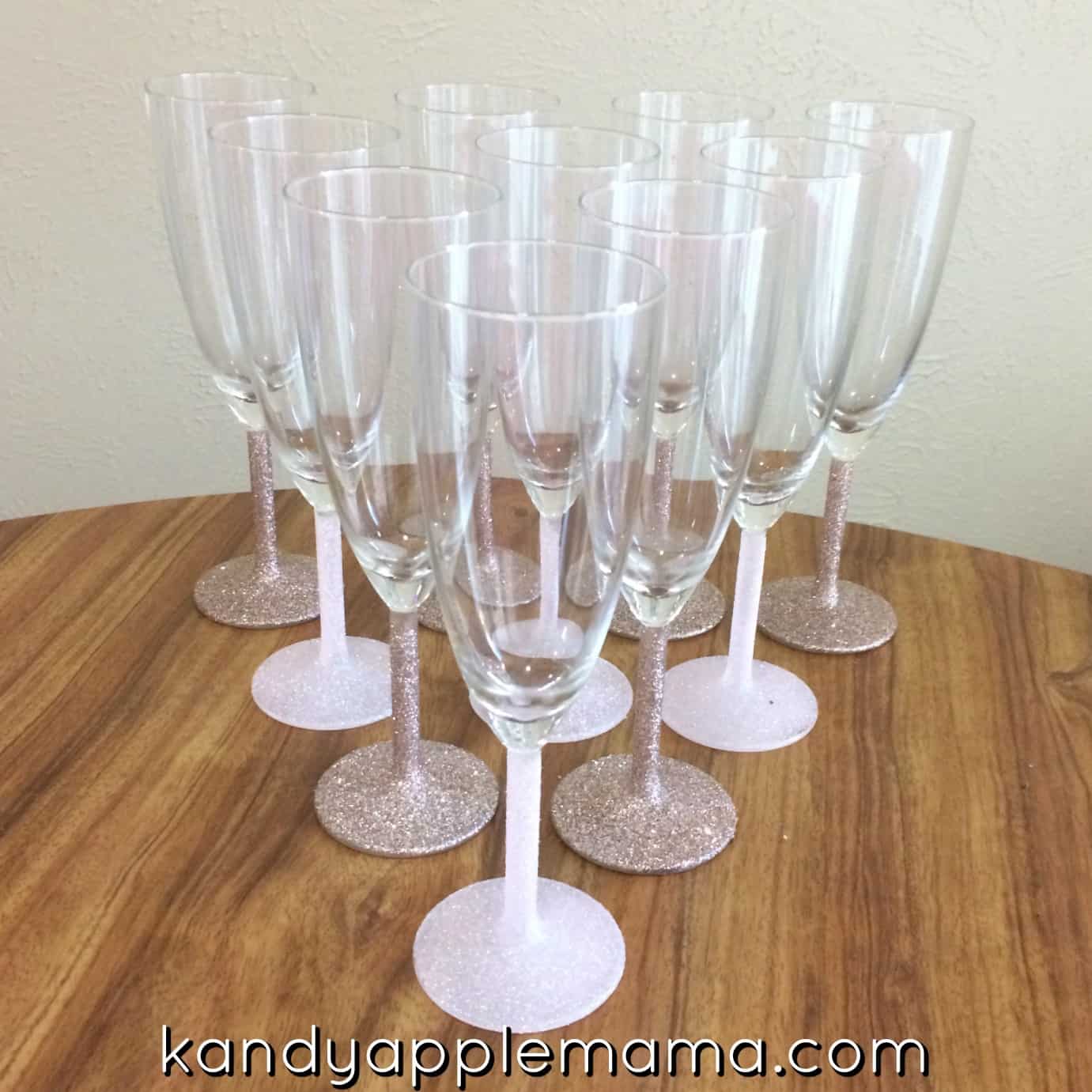 Simple DIY Bridal Shower Glitter Champagne Flutes